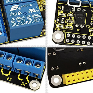 KEYESTUDIO 5V DCAC 4-Channel Relay Hat Shield Module Expansion Board for Raspberry Pi 4/A+/B+/Pi 2 Model B/Pi 3 Model B