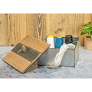 Red Co. 10.25" x 8" Country Rustic Galvanized Metal Decorative Storage Box with Wooden Lid