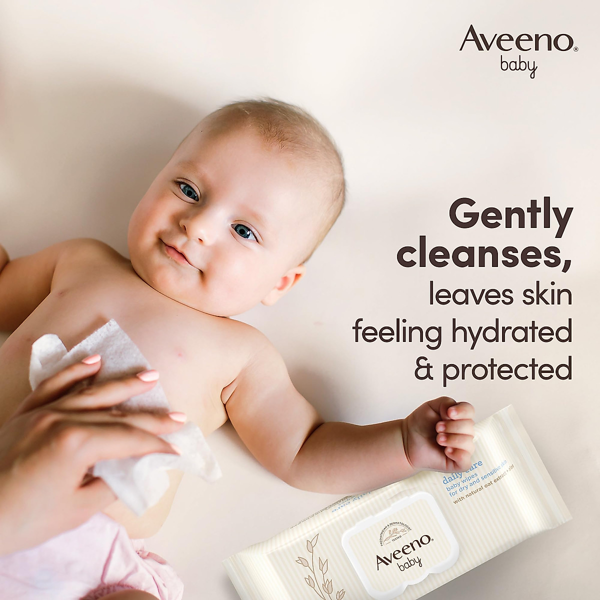AVEENO Baby Daily Care Wipes - Cleanse Gently and Efficiently - Baby Wipes - Baby Essentials - 72 Wipes, Lid On Each Pack, Pack of 12 (864 Wipes in Total)