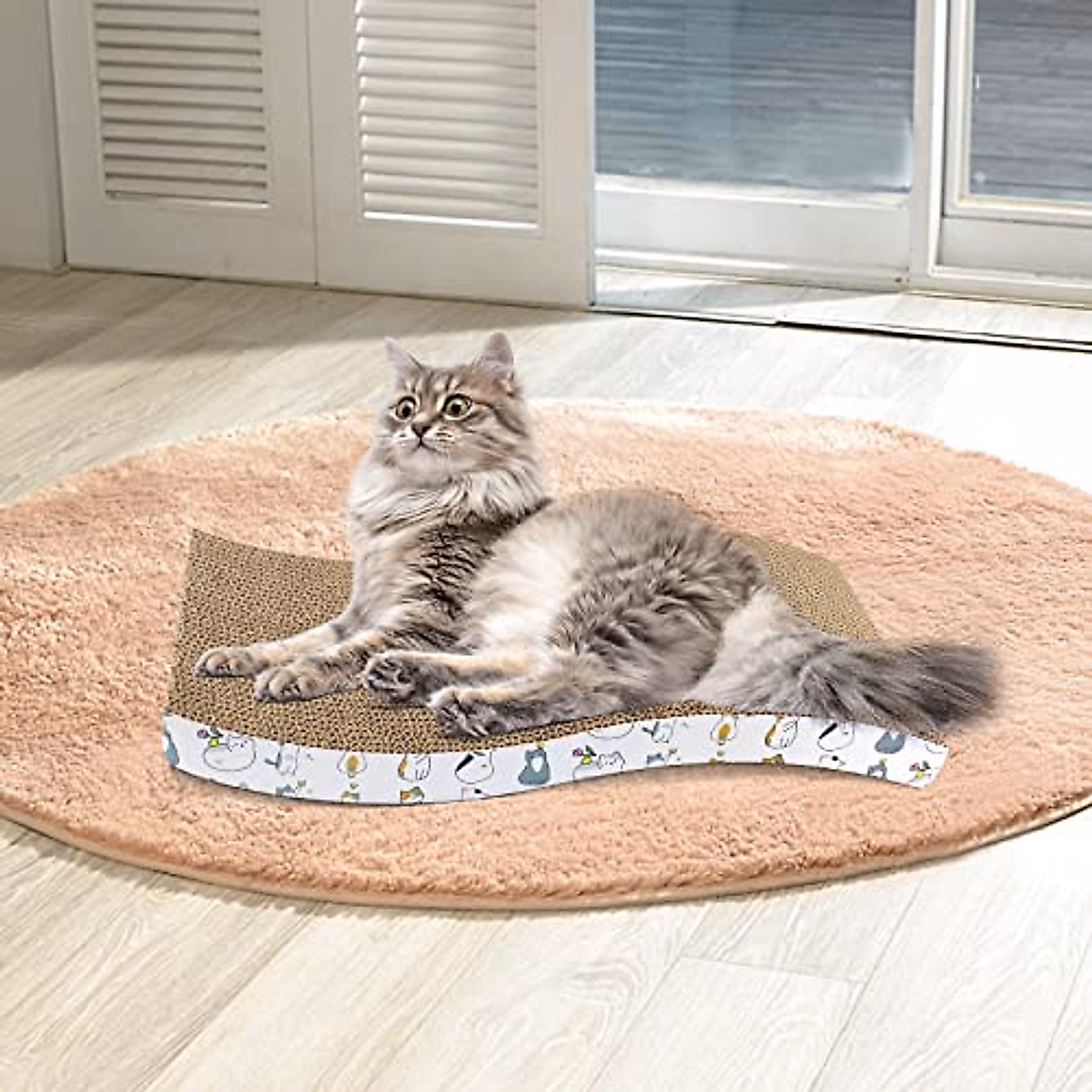 Cardboard Scratcher Pad, 2 Pcs Cat Scratchers for Indoor Cats Grinding Claw and Tooth Board Cat Scratcher Cardboard Cat Scratching Board
