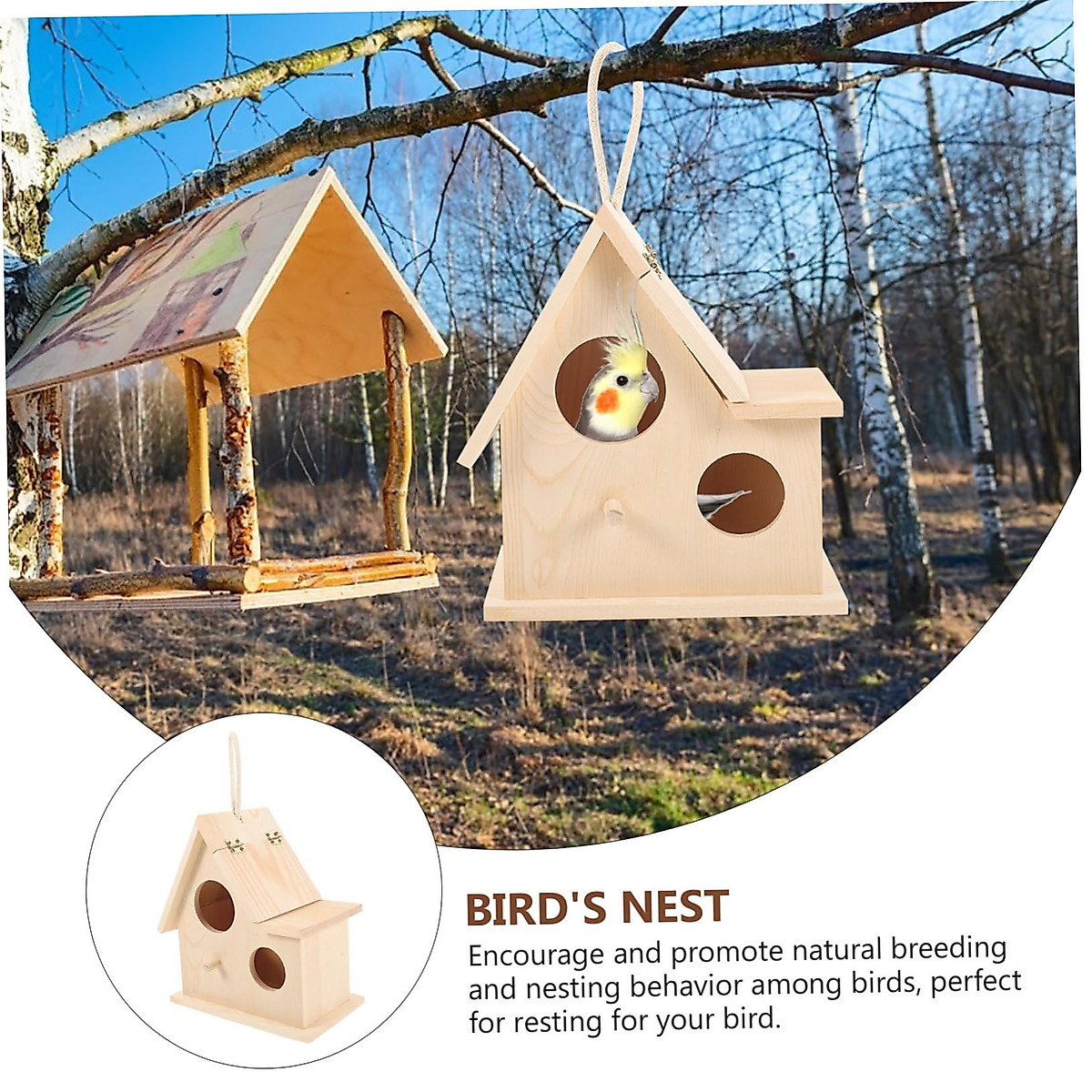 HANABASS Box Bird Terrarium Outdoor Bird House Hanging Bird Nests Parrots Breeding House Cage Pet Birds Nest Birds Supplies Bird Nest House Hanging Bird House Small Animal Hut Wooden