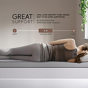 OWLLIGHT Mattress Topper, Memory Foam Gel Infused Bed Toppers with Washable Cover, High Density Dual-Layer Foam, CertiPUR-US Certified, 3 Inch (King, White)