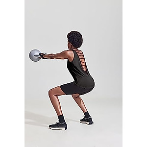 PINSPARK Workout Tops for Women Open Back Tank Sleeveless Athletic Tennis Shirts Womens Yoga Tops Black