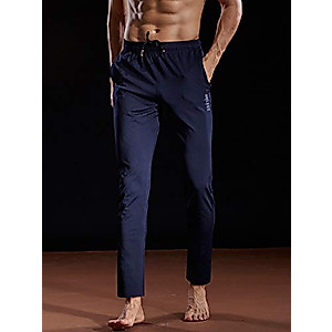 NELEUS Men's 2 Pack Athletic Workout Running Tapered Pants,7006,Black,Navy Blue,US XL,EU 2XL