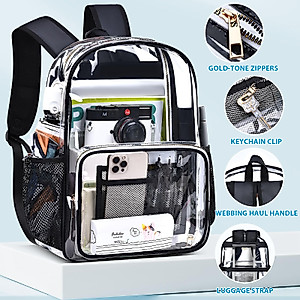 BYXEPA Clear Backpack Heavy Duty 17in TPU See Through Transparent Backpack with Reinforced Strap & Large Capacity for Girls Women School College Workplace Security - Lavender