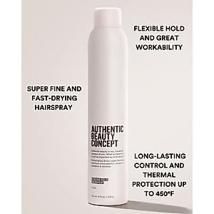 Authentic Beauty Concept Strong Hold Hairspray | Long-Lasting Control & Shiny Finish | Fast-Drying Formula | Heat Protection | All Hair Types | 9.10 oz.