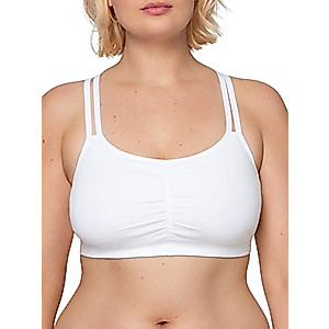 Fruit of the Loom Women's Spaghetti Strap Cotton Sports Bra-All-Day Comfort & Easy Movement, Petite Modern Camo/White/Black Hue/Blushing Rose with Black/Charcoal/Black Hue, 42