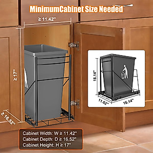 Feidyns Pull Out Trash Can Under Cabinet, Under Sink Garbage Can Pull Out Slider for Kitchen Cabinet Garbage Can, Under Sink Trash Can for 10 Gallon Trash Can, Trash Can Not Included (Black Ink)
