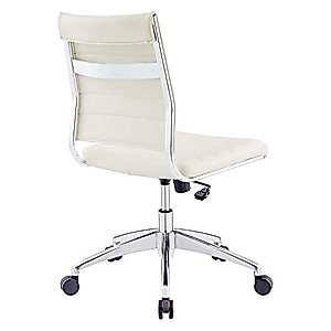 Modway Jive Ribbed Armless Mid Back Swivel Conference Chair In White