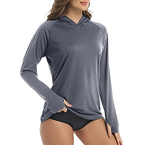 KEFITEVD Hoodie Lightweight Shirts for Women Quick Dry Long Sleeve Shirts Sun Protection Performance Dry-Fit Shirts Active Athletic T-Shirt Dark Grey
