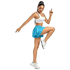 Leftear Flowy Shorts for Women Gym Yoga Athletic Workout Running Biker Women Tennis Skirts High Waisted Sweat Spandex Cute Preppy Trendy Clothes Casual Summer(Pack2,S)