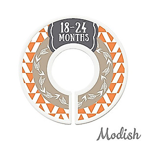 Modish Labels Baby Clothes Size Dividers, Baby Closet Organizers, Closet Size Dividers, Baby Closet Organizers, Clothes Organizer, Neutral, Boy, Woodland, Arrows, Nordic, Boho, Tan, Orange (Baby)