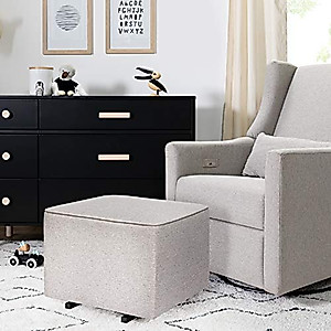 Babyletto Kiwi Gliding Ottoman in Performance Grey Eco-Weave, Water Repellent & Stain Resistant, Greenguard Gold and CertiPUR-US Certified