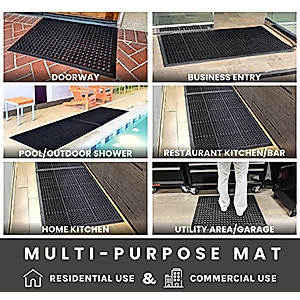 Envelor Anti Fatigue Rubber Floor Mat Restaurant Kitchen Drainage Mat Door Mats Durable Non-Slip Bar / Utility Mat Indoor Outdoor Wet Area 24" x 36"