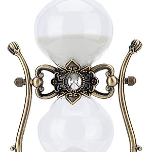 Hourglass Timer European Style Pattern 30 Minutes Rotating Sand Clock Timer Desk Decoration (Bronze)
