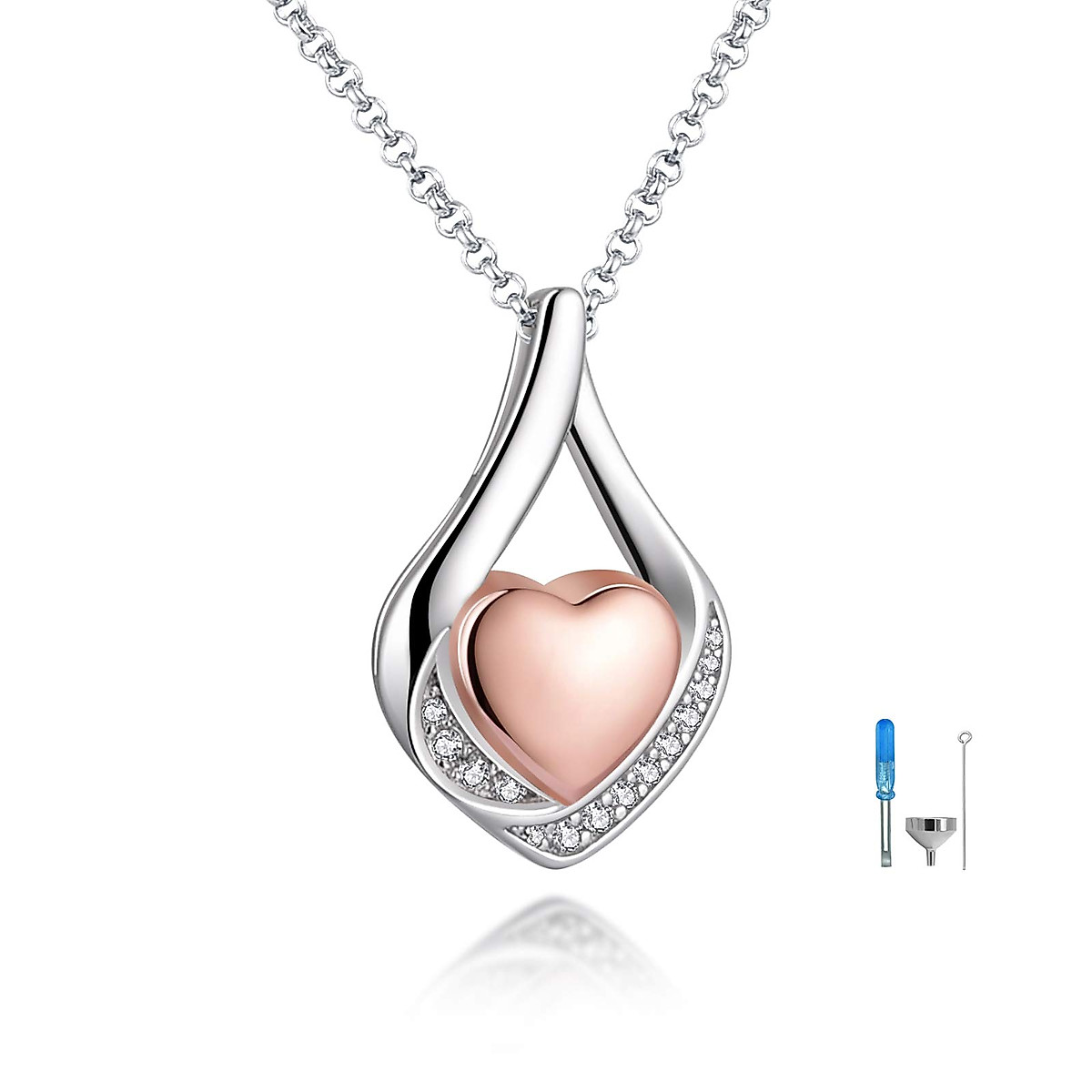 ACJFA Cremation Jewelry 925 Sterling Silver Teardrop Urn Necklace for Ashes Heart Shape Memorial Keepsake Pendant for Human Ashes for Women Gift