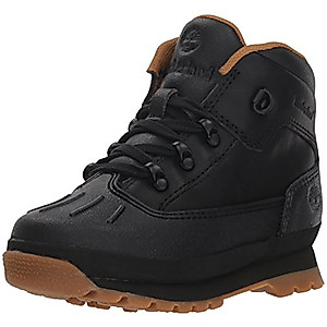Timberland Unisex-Kid's Euro Hiker Shell Toe Fashion Boot, black full grain, 6.5 Medium US Big Kid