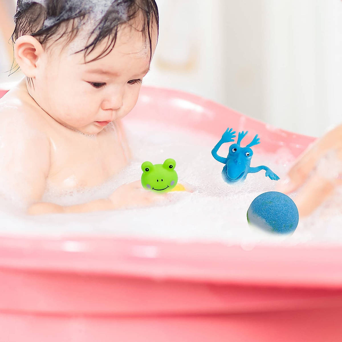 5+1 Tin Box Bath Bomb Gift Set, Natural & Organic Bath Fizzy Bomb with Croaking Floating Frog and Finger Toys, Colorful Moisturizing Relaxing Bath Spa, Perfect Self Care Kids Gift Set, Birthday Gift