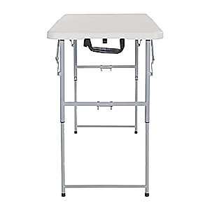 Office Star Resin Multipurpose Rectangle Table, 4-Feet Long, Height Adjustable, Center Folding Table, Light Gray