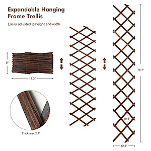Expandable Wooden Lattice Frame - Hanging Plant Trellis Frame for Wall Climbing Plants Vines - Wall Art Freedom Lattice for Room Decor - Small Wood Fence Panel for Space Separate