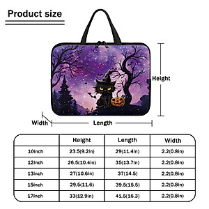 Psaytomey Halloween Cat Purple Laptop Sleeves Lightweight Computer Tote Bag Tablet Carrying Case Neoprene Laptop Cover Handbag Briefcase Shoulder Bag