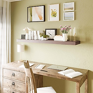 Wallniture Ronda 48 inch Walnut Floating Shelf, Floating Bookshelves for Wall, Decorative Wall Shelves for Living Room, Kitchen, Bedroom