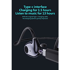 HUYEOOGO Bone Conduction Headphones with MP3 Player, and Bluetooth 5.2, Ideal for Swimming, Running, Cycling, and Gym Workouts. Black Headphones with Microphoneopen Ear Headphones