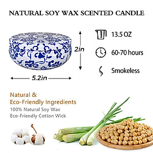 Myido Citronella Candle 3-Pack, 13.5-Ounce Canned Candle, Outdoor Indoor Lemongrass Scented Candle, Made from a Blend of Natural citronella Oil and Soy Wax