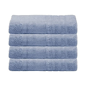 Mosobam 700 GSM Hotel Luxury Bamboo Viscose-Cotton, Bath Towel Sheets 35X70, Allure Blue, Set of 4, Oversized Turkish Towels