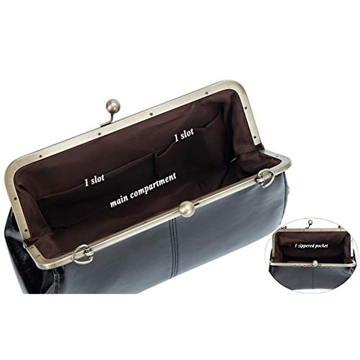 Micom New Small Retro Vintage Kiss Lock Imitation Leather Purse Handbag Totes Bag for Women,girls (Black1)