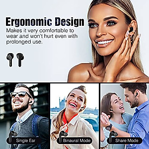 Pinetree True Wireless Earbuds, Bluetooth 5.0 Headphones, Noise Cancelling Crystal Clear Sound, in-Ear Stereo Earphones 100 Hours Long Battery time,Superior Headphones (Black)