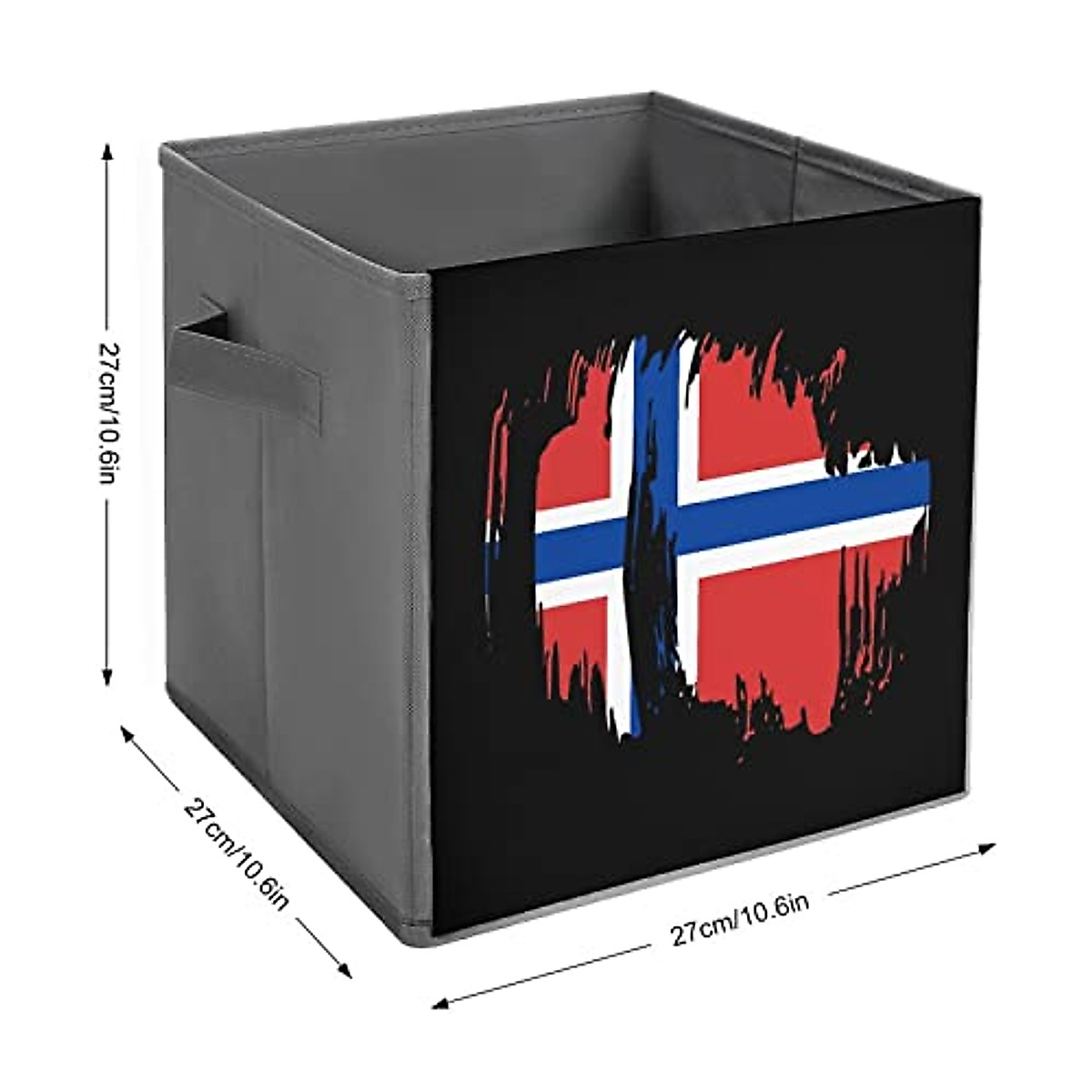 Retro Norwegian Flag Canvas Collapsible Storage Bins Cube Organizer Baskets with Handles for Home Office Car