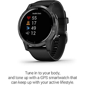 Garmin Vivoactive 4 GPS Fitness Smartwatch (Renewed) with Black Case and Slate Hardware