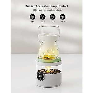MOMSSY Portable Bottle Warmer, Baby Bottle Warmer for Breastmilk Formula, Smart Temperature Setting with Auto Shut-Off, Travel Bottle Warmer for Baby Brew, Milk Warmer USB Rechargeable Cordless White