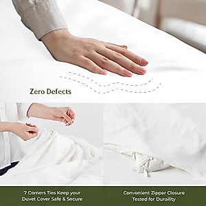 Mayfair Linen Oversized King Duvet Cover, 600 Thread Count Sateen 3 Pc Egyptian Cotton Duvet Cover Set, 100% Pure Cotton Comforter Cover, 2 Pillow Shams, Zipper Closure, 7 Corner Ties - (White)