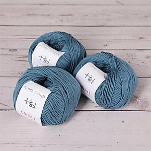 Lerchiyar Fine Weight Knitted and Crocheted Cotton Yarn, 100% Long Staple Cotton Yarn, Baby Sports, 2 Packages of 100g/3.52oz (Per Skein 50g/162yards) - Blue Shadow