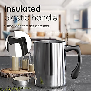 CasaCulina Candle Making Pouring Pot, 32oz Stainless Steel Wax Melting Pot with Heat-Resistant Handle, Double Boiler Candle Making Pitcher with Dripless Pouring Spout Design