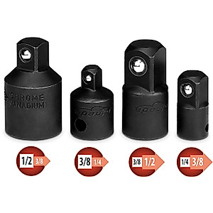 EPAuto 1/2-inch Drive Click Torque Wrench + 4 Pieces - Impact Socket Adapter