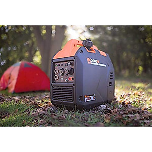 WEN 56203i Super Quiet 2000-Watt Portable Inverter Generator w/Fuel Shut Off, CARB Compliant, Ultra Lightweight, Black/Orange