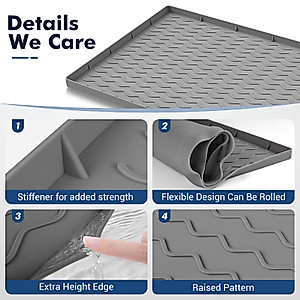 RoomHacks Under Sink Mat for Kitchen Waterproof, 34" x 22" Silicone Under Sink Liner, Kitchen Bathroom Cabinet Mat, Fit 36inch Standard Cabinet Mat Under Sink Organizer Drip Tray Dark Grey