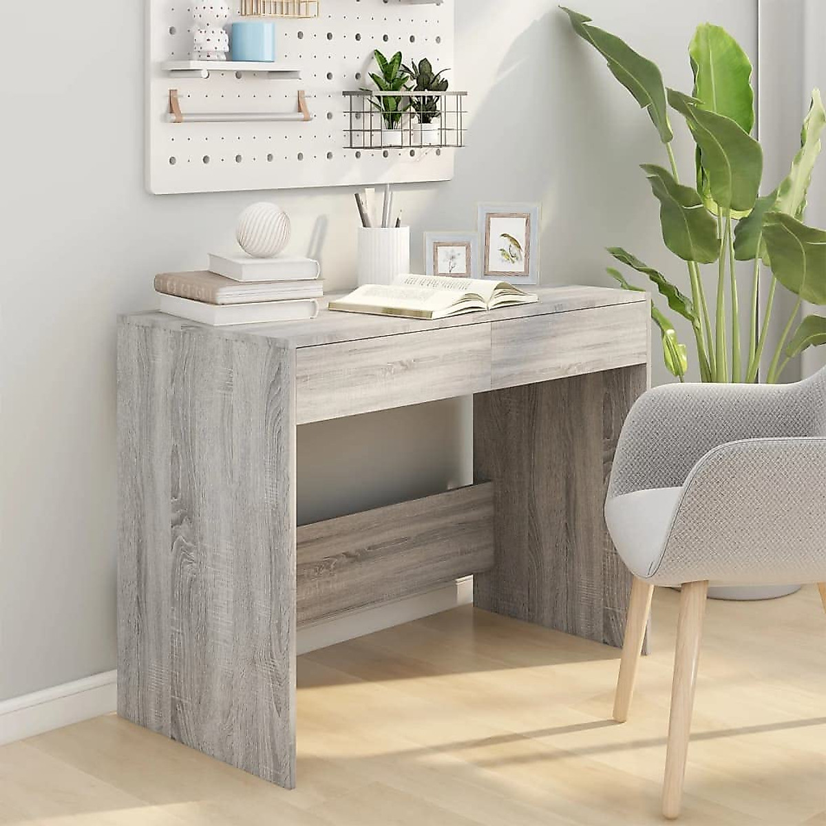 QJBSAVVA Desk Gray Sonoma 39.8"x19.7"x30.1" Engineered Wood,Dresser Bedroom Desks Secretary Desk Suitable for Apartments, dens, bedrooms, Living Rooms