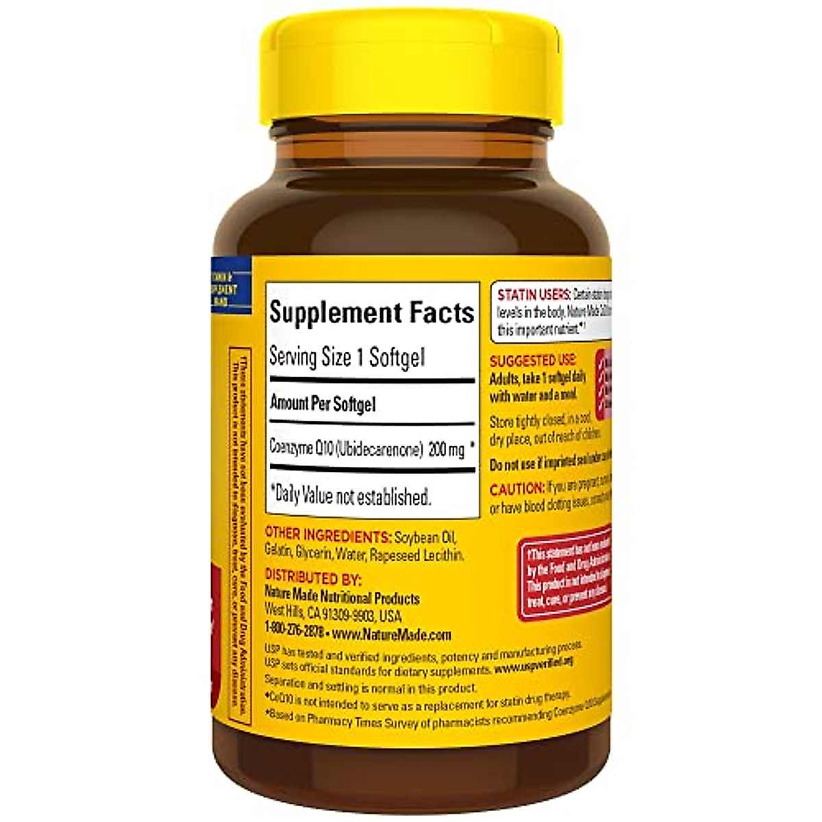 Nature Made CoQ10 200 mg, Dietary Supplement for Heart Health Support, 105 Softgels, 105 Day Supply