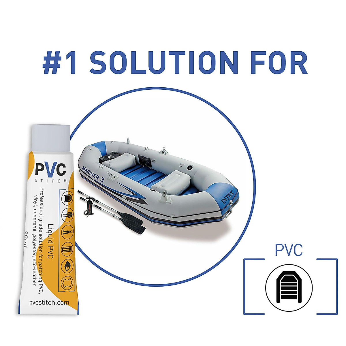 PVC Stitch Liquid Waterproof Repair Patch for Air Mattresses, Waterbeds, Above-Ground Pools, Bouncy Houses, Hot Tubs, Air Tracks, Works on Blow up PVC & PU Inflatables