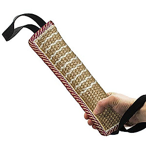 Dog Tug Toy |Tug of War Dog Toy |Jute Bite Pillow with 2 Handles for Puppy Training Interactive Play, Fetch, K9 |Suitable for Small Medium Large Dogs (Style 1)