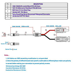 COMeap Solar Panel Plug to DC 5.5x2.1mm Adapter Extension Power Cable with DC 3.5x1.35, 5.5x2.5 and 8mm Connector Compatible with MC4 Solar Panel Charger and Portable Solar Generator 5ft(1.5m)