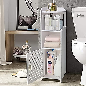 SENYAN Bathroom Storage Cabinet, Waterproof Freestanding Floor Cabinet Organizer with Doors and Shelves for Bedroom, Living Room, Kitchen,Entryway, Home Office, White