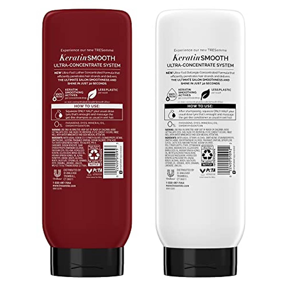 TRESemmé Ultra Keratin Smooth Concentrate Shampoo And Conditioner For Dry Hair Salon Smooth In 30 Secs, Fast-Lather And Fast-Detangle Technology, 2X More Washes Combo Pack, Red 20 Ounce (Pack of 2)