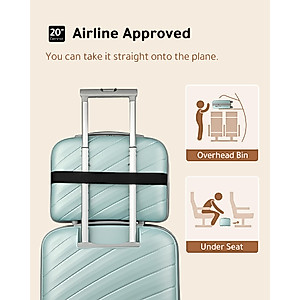 LUGGEX Carry on Luggage, Lightweight Suitcase 2 Piece with Spinner Wheels (Green, 14/20)