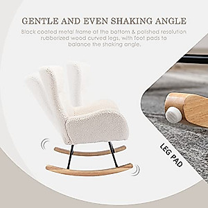Qtivii Rocker Glider Chair for Nursery, Modern Rocking Chair with High Backrest and Armrests, Comfy Uplostered Accent Chair for Living Room, Bedroom (Beige)