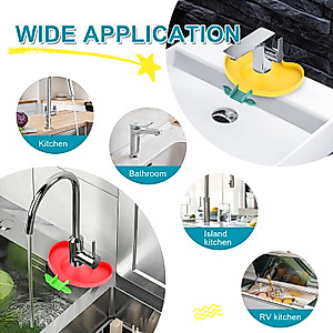 YBB 6 PCS Faucet Sink Splash Guard, Silicone Flower-shaped Kitchen Faucet Drip Catcher Sink Mat Water Draining Pad